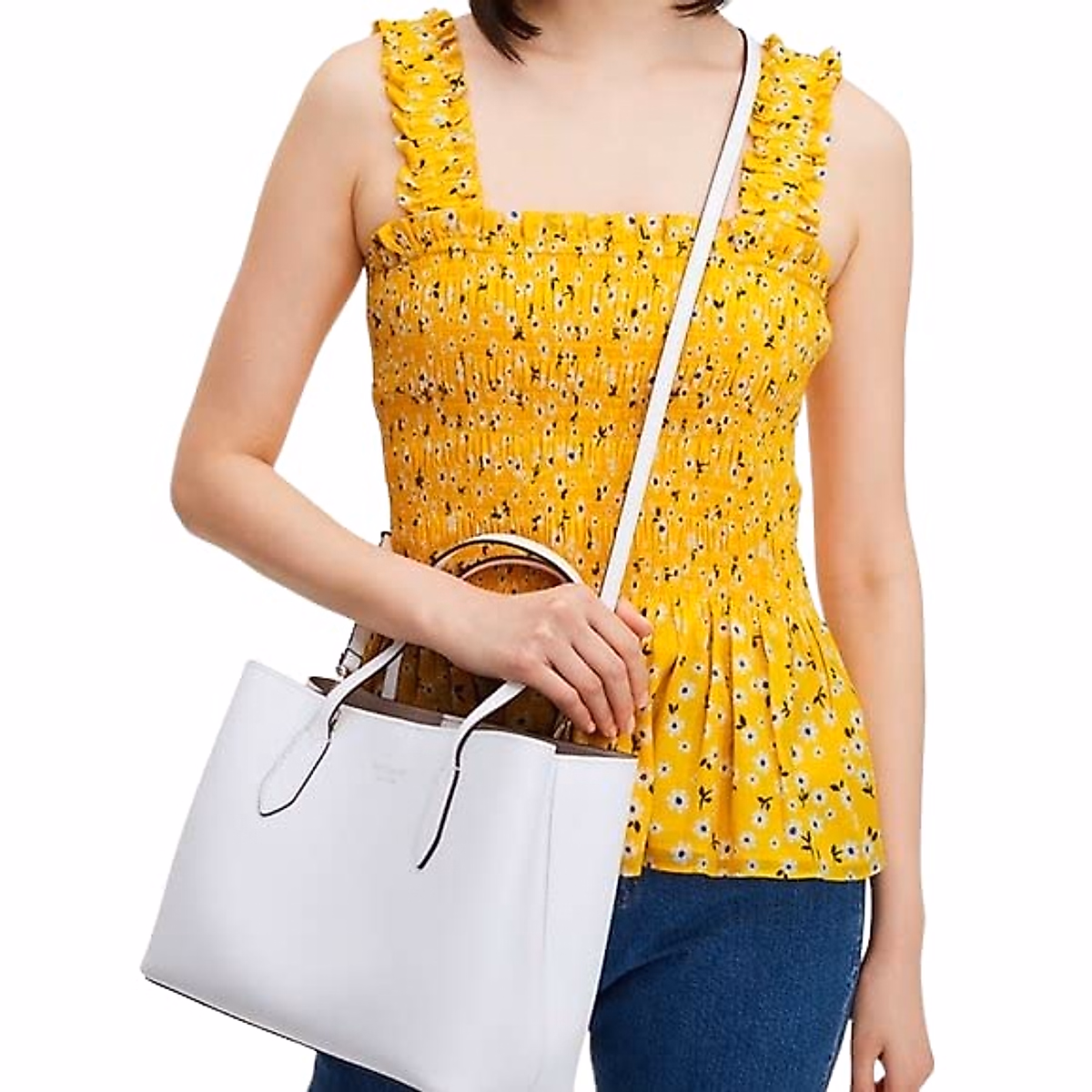 Kate Spade New York Harper Satchel Handles Crossbody Shoulder Strap Handbag (Parchment)