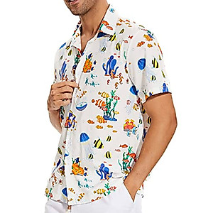 ZAFUL Men's Tropical Hawaiian Print Shirt Short Sleeve Relax Fit Vintage Button Down Shirts