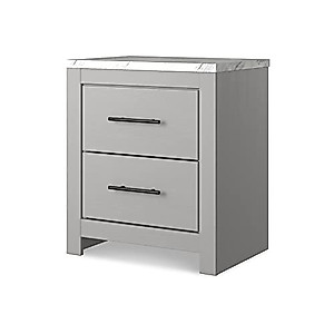 Signature Design by Ashley Cottonburg Contemporary Two Drawer Nightstand, Light Gray/White