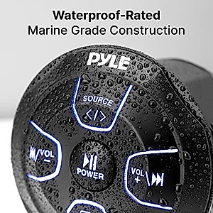 Pyle Amplified Wireless BT Audio Controller - 300 Watt Waterproof Rated Marine Receiver Remote Control for Car, Truck, Boat, 4x4, PowerSport Vehicles, Full Range Stereo Sound Reproduction -PLMRBT20