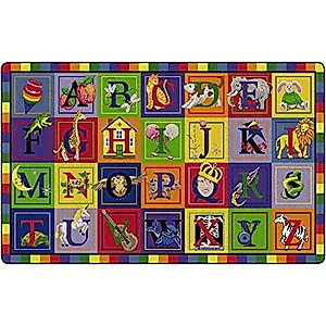 Flagship Carpets ABC Letter Blocks Area Rug for Children's Classroom Floor Mat, Play Room Carpet and General Educational Activities, 7'6" x 12', Multi-Color