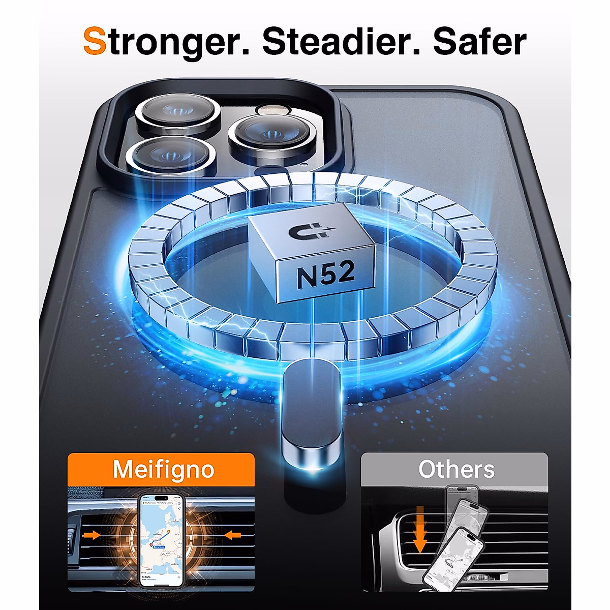 Meifigno Magic Mag Series for iPhone 14 Pro Max Case, [Military Grade Protection & Compatible with MagSafe], Translucent Matte Back with Aluminum Alloy Keys, for iPhone 14 Pro Max 6.7", Black