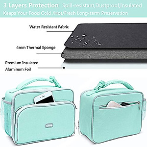 Amersun Kids Lunch Box,Durable Insulated School Lunch Bag with Padded Liner Keep Food Warm Cold for Long Time,Water-resistant Thermal Travel Office Lunch Cooler for Girls Boy-2 Pocket,Light Blue