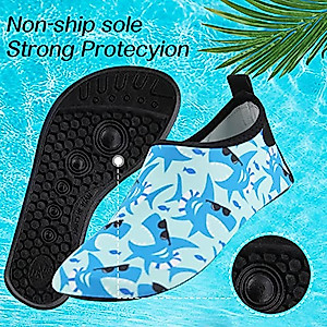 Children Thin and Breathable Swimming Shoes Water Park Cartoon Rubber Soled Beach Socks Shoes Skin Toddler Sneaker (Blue, 12-18 Months)