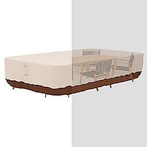 Tuyeho Patio Furniture Set Cover 110 x 84 x 28 inch, Heavy Duty Oxford Fabric Outdoor Dining Set Cover, Waterproof & Weather Resistant, for Your Outdoor Rectangular Table and Chairs (Beige & Brown)