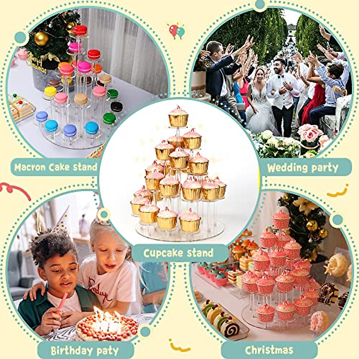 Acrylic Cupcake Stand for 24 Cupcakes Holder, Dessert Stand Premium Cupcake Display Stand Cupcake Tower Pastry Serving Display for Party Wedding Birthday