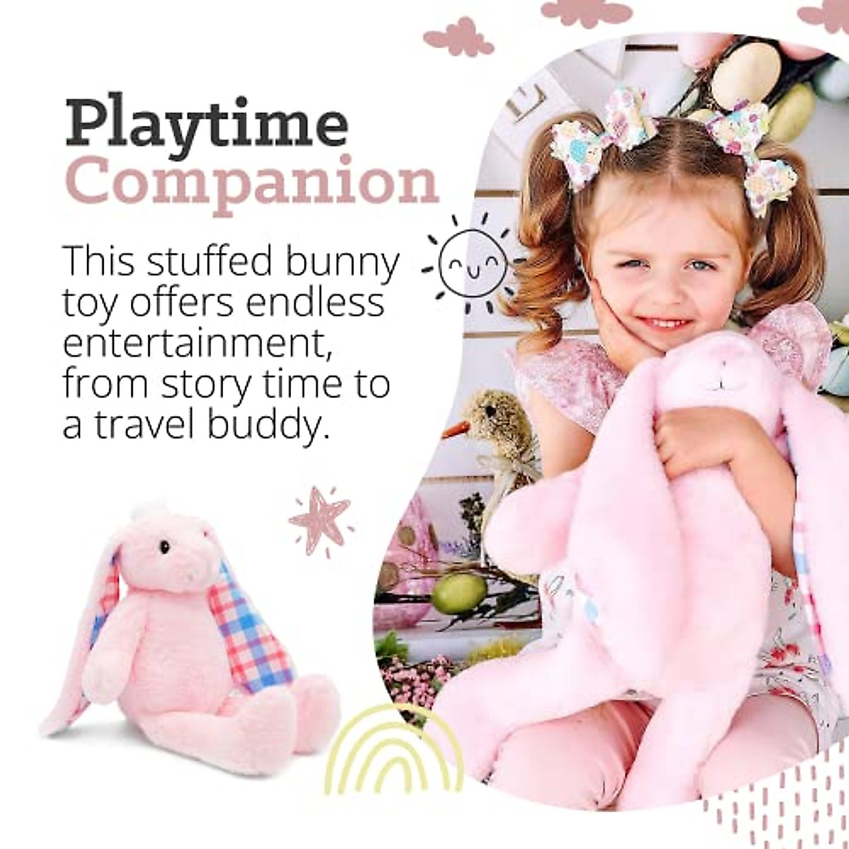 Plushible Easter Bunny Plush, Cuddly, Soft, Embroidered Stuffed Animal Toy for Newborns, Kids, Boys, & Girls, 14 Inch