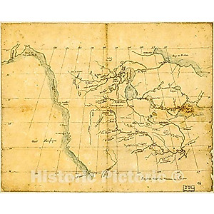 Historic 1790 Wall Map - [North America from The Mississippi River to The Pacific, Between The 35th and 60th parallers of Latitude 24in x 18in