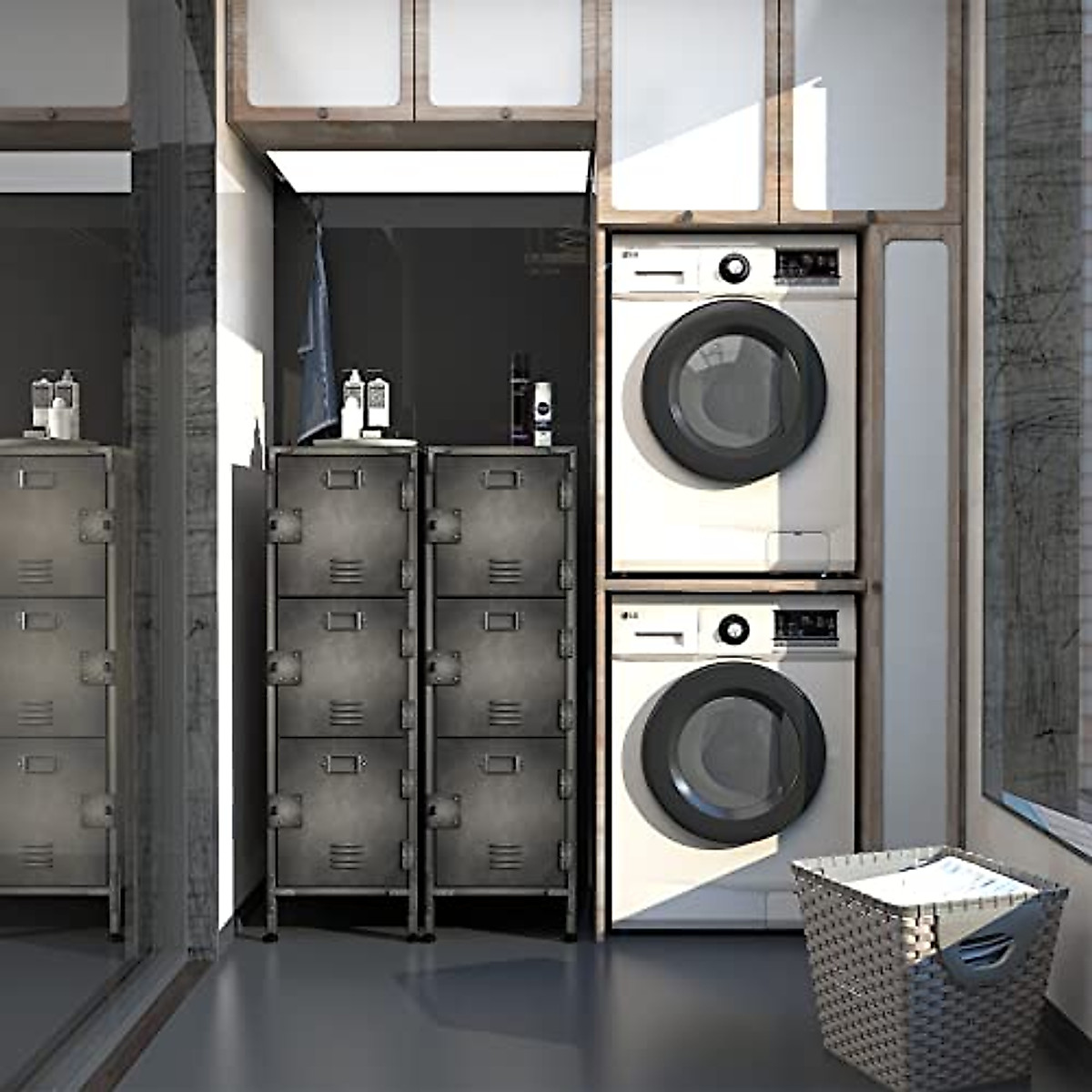 Yizosh Metal Locker with 3 Lockable Doors, Industrial Steel Storage Lockers for Employees - 47.3" Locker Storage Cabinets for School, Gym, Home, Office, Garage