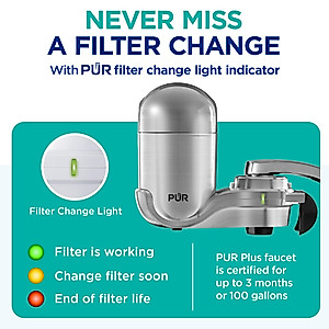 PUR PLUS Faucet Mount Water Filtration System, Chrome – Vertical Faucet Mount Water Filter for Sink – Crisp, Great-Tasting Filtered Water, FM3700
