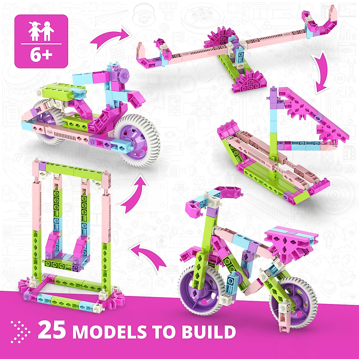Engino- STEM Girls Building Toys, 25 Model Set, Educational Toys for Ages 6+, Construction Toys, Gifts for Girls, STEM Projects