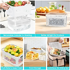 Cthglong 5 PCS Fruit Containers for Fridge, Food Storage Containers with Removable Colander, Dishwasher & Microwave Safe Produce Container, Fridge Organizers Keep Fruit, Berry, Vegetable, Fresh Longer