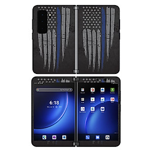 MightySkins Skin Compatible with Microsoft Surface Duo 2 - Thin Blue Line | Protective, Durable, and Unique Vinyl Decal wrap Cover | Easy to Apply, Remove, and Change Styles | Made in The USA