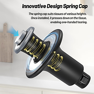 VEHHE Paper Towel Holder Countertop, Silver Paper Towel Holder Stand with Spring Damping for Kitchen Bathroom, One Hand Tear Paper Stainless Steel Paper Towel Holder with Weighted Base and Suction Cup