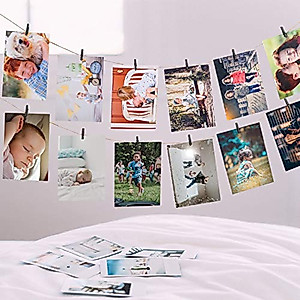 Utility Clips Heavy Duty Clothes Pins Heavy Duty Outdoor 100PCS Mini Versatile Lightweight Natural Wooden Pegs Photo Clips for Artwork Paper Photo Clothing Black Clips Craft Clip