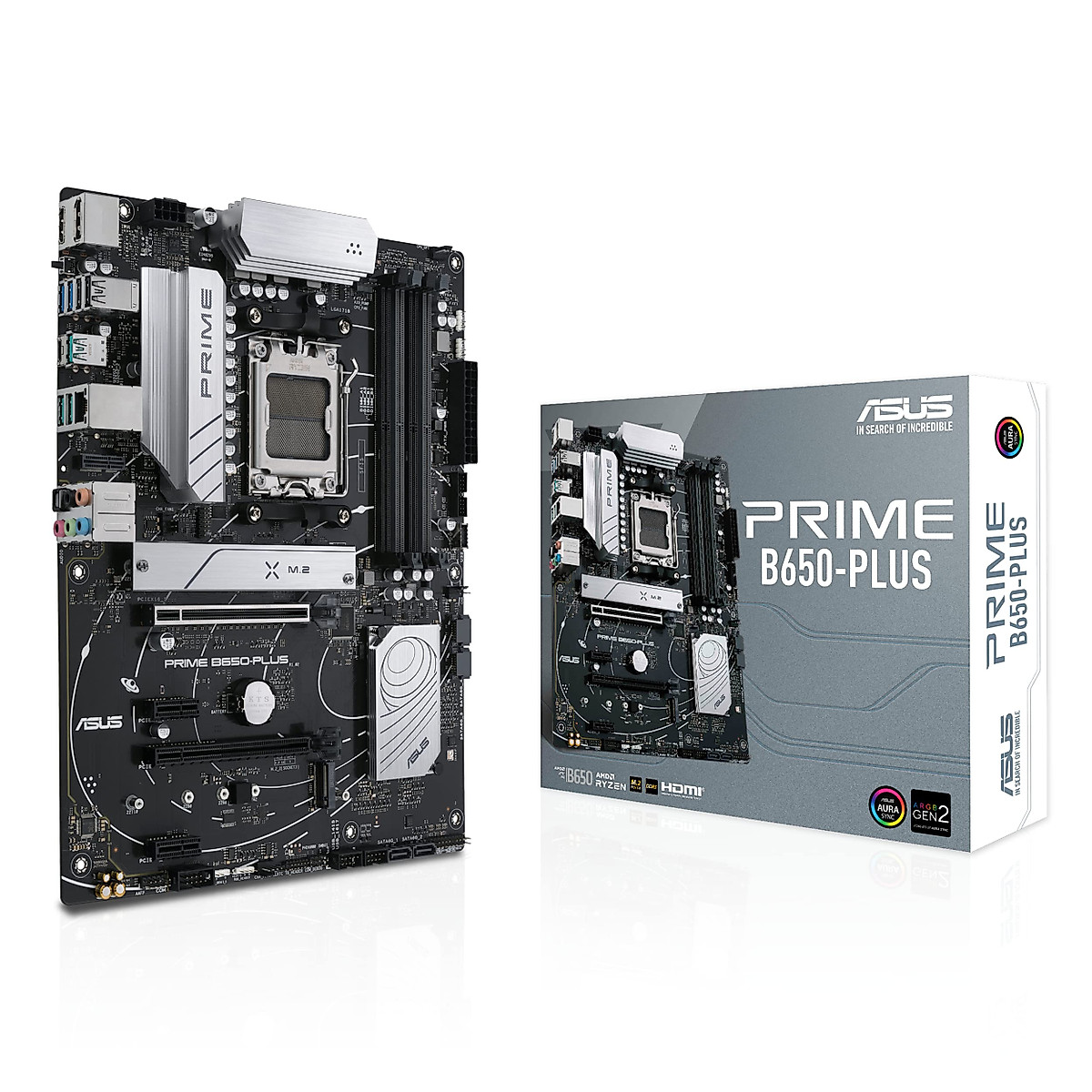 ASUS Prime B650-PLUS AMD B650 AM5 Ryzen™ Desktop 9000 8000 and 7000 ATX Motherboard, DDR5, PCIe 5.0 M.2, 2.5Gb LAN, DP, HDMI®, SATA 6Gbps, USB 3.2 Gen 2 & 1 Type-C®, BIOS Flashback™, USB4® Support