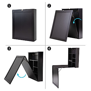 Norcia Folding Wall Mounted Table, Convertible Craft Desk with Storage, Multi-Function Computer Writing Floating Desk for Home Office (Black)
