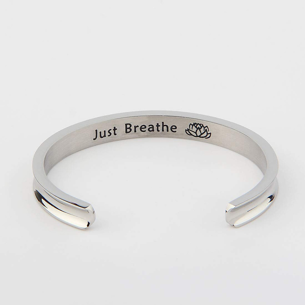 WUSUANED Breathe Hair Tie Deep Grooved Cuff Bracelet Lotus Flower Yoga Sign Jewelry Gift for Women Girls