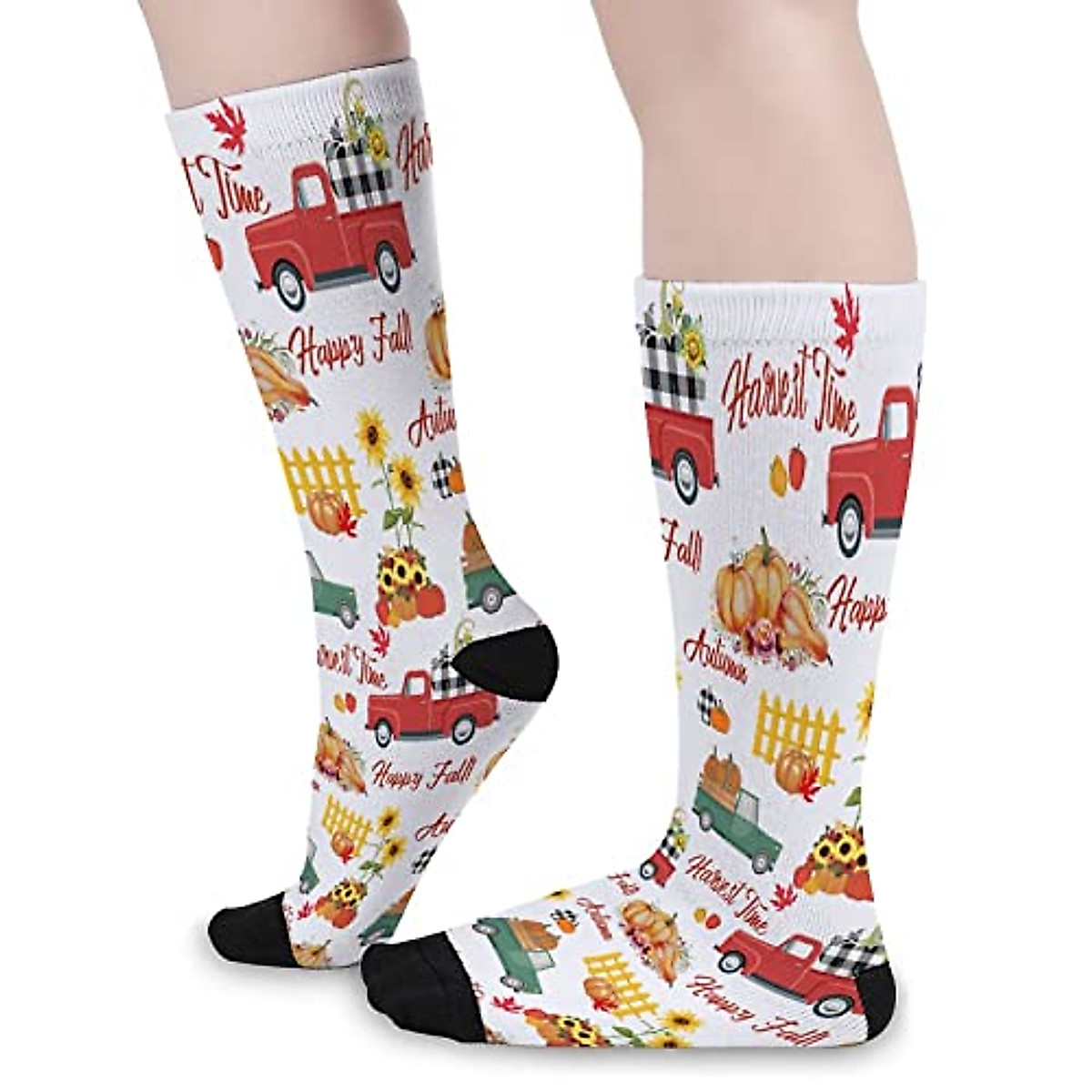 Farmhouse Truck Pumpkin Sunflower The Autumn Socks for Women Socks for Men Crew Socks for Boys Mid Socks for Girls Stocking Stuffers for Teens Casual Athletic Sport Dress Socks