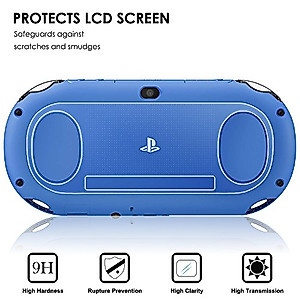 AFUNTA Screen Protectors Compatible Sony PlayStation Vita 2000 with Back Covers, 2 Pack (4 Pcs) Tempered Glass for Front Screen and HD Clear PET Film Compatible The Back, PS Vita PSV 2000