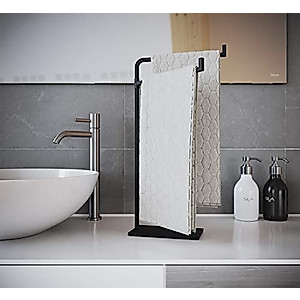 Hand Towel Stand for Bathroom Counter - 17" Black Countertop Towel Stand - Holds 2 Towels - Countertop Towel Holder Stand - Standing Hand Towel Holder for Bathroom Countertop - Fingertip Towel Holder