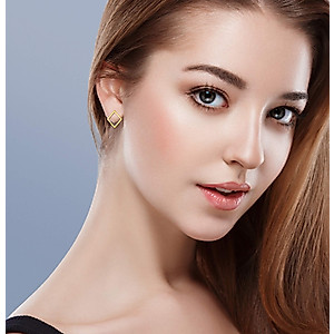 JOERICA Gold Tone Geometric Minimalist Stud Earrings for Women Simple Rhombus Hexagon Triangle Bar Heart Circle Earrings Set