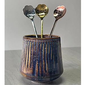 Set of 10 Cat Paw-Shaped Spoons - Long Handle 7.5-inch Design Perfect for Ice Tea, Ice Cream, Coffee Stainless Steel Stirring Spoons for Mixing Silver