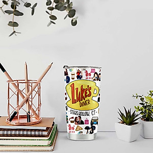 LONGXIN Gilmore Inspired Tumbler, Girls Merchandise Fans Gifts, Stainless Steel Tumblers 20oz, Luker's Dinner Inspired Gifts for Mom Girl Daughter Sister Friend