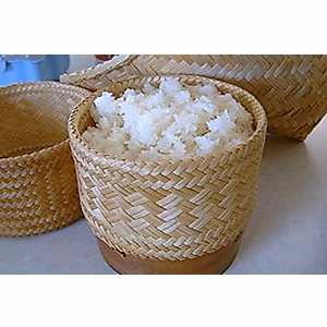 Handwoven Handmade Sticky Rice Serving Basket from Natural Bamboo Size 8x8x8 inches