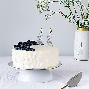 VSHILI 22 Birthday Candles, 22nd Cake Candles, Silver Happy Birthday Number 22 Candles Cake Topper Decorations for Party Men Women