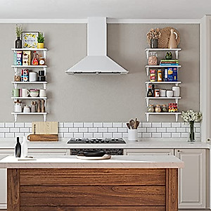 Wallniture Arras 17"x6" Floating Shelves for Storage, Bookshelf Living Room Decor, Wall Storage Shelves for Kitchen, Hallway Floating Shelf, Dining Room Wall Bookshelves Set of 10, White, Wood