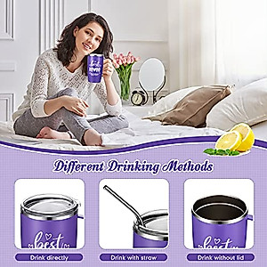 Lallisa Best Mom Ever Christmas Gifts from Daughter Stainless Steel Insulated Travel Tumbler with Straw and Mother's Day Keychain 16 oz Coffee Mug Cup Mother's Day Birthday Gift Set (Purple)