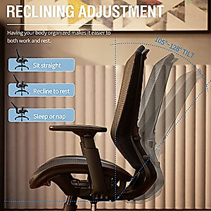 ELABEST Mesh Office Chair,Ergonomic Computer Desk Chair,Sturdy High Back Task Chair - Adjustable Lumbar Support & Armrests,Tilt Function,Swivel Wheels,Comfortable Wide Seat,Executive Home Office Chair