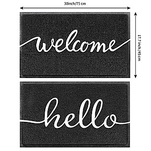 comfoyar Door Mat Outside Entrance, Set of 2, Welcome Mats Outdoor with 8 Rug Grippers, Ultra Absorb Mud, Easy to Clean, Low Profile Design Front Door Rug, Perfect for High Traffic Areas, 30"x17"