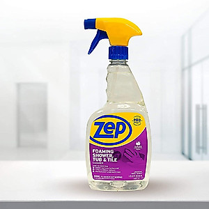 Zep Foaming Shower Tub and Tile Cleaner - 32 oz (Case of 4) ZUPFTT324 - No Scrub Formula, Breaks up Tough Buildup on Contact