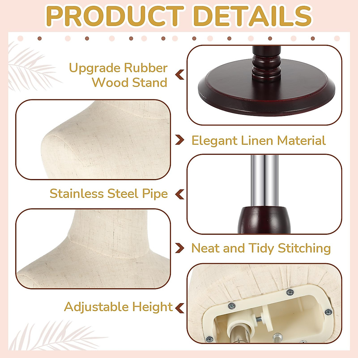 Thyle 2 Pcs Kids Body Bust Dress Form 2-3 Years Wood Adjustable Metal Dress Mannequin with Stand for Toddler Child Sewing Jewelry Display