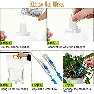 Plant Water Bag Automatic Plant Watering Drip Irrigation Kit with 3.5 L Water Bag and Adjustable Control Valve Switch Automatic Drip Irrigation Kits for Indoor Outdoor Garden (10 Pieces)