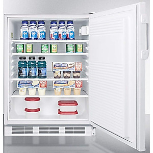 Summit Appliance AL751WLBI Built-in Undercounter ADA Compliant 24" Wide 5.5 Cu.Ft. All-Refrigerator for General Purpose Use with Lock, Auto Defrost Operation and White Exterior