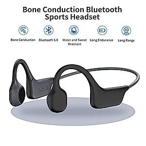 Somune Wireless Bone Conduction Headphones, Open-Ear Bluetooth Sport Headphones, Rainwater Waterproof, Built-in Mic Wireless Earphone for Running Cycling Yoga Hiking Driving Travel