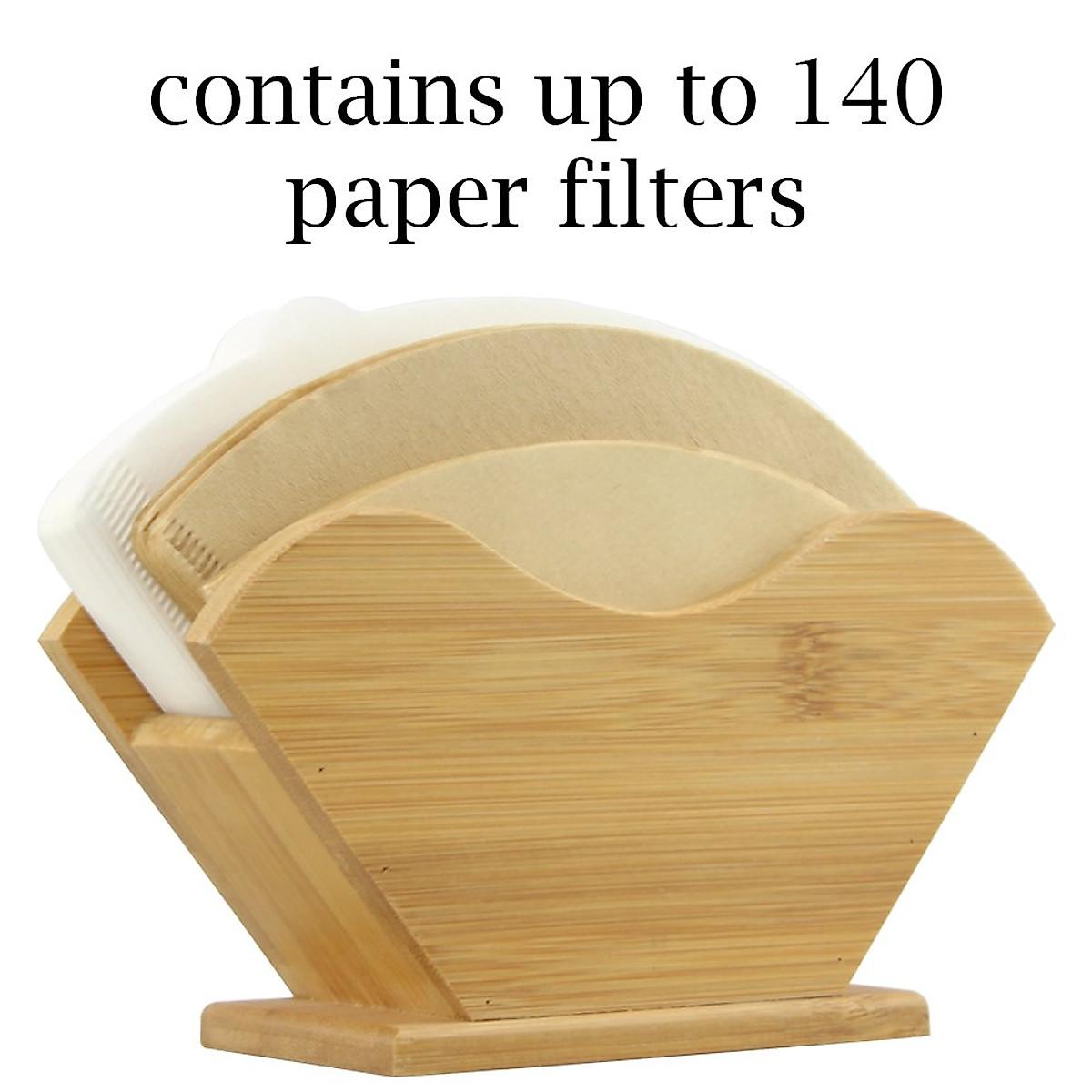 Unibene Bamboo Coffee Filter Holder, Renewable Stand Container Dispenser Rack Shelf for Square Cone-shaped and Flat-bottomed Pour Over Paper Filters