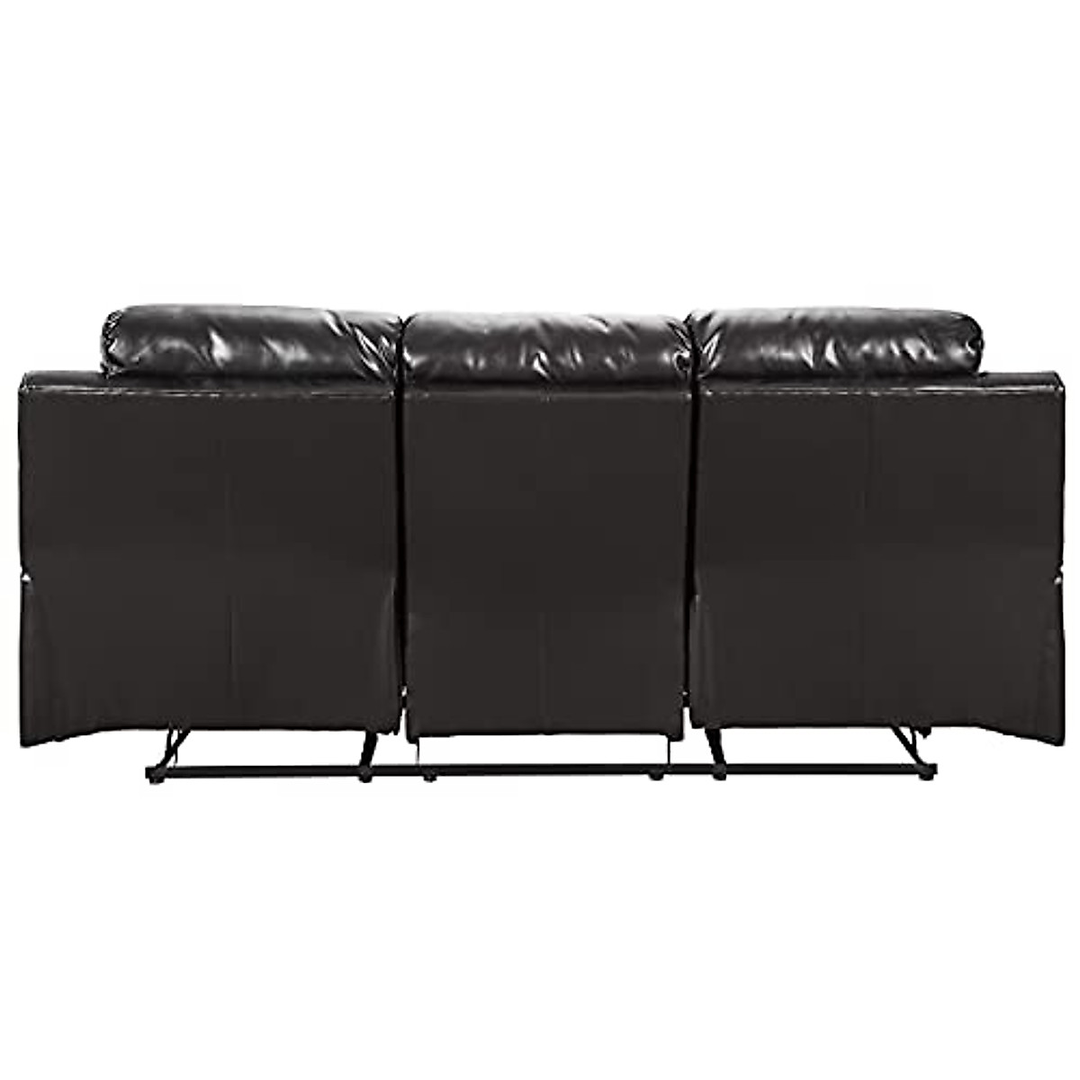 Signature Design by Ashley Kempten Faux Leather Manual Reclining Sofa with High Back and Blue LED Lighting, Black