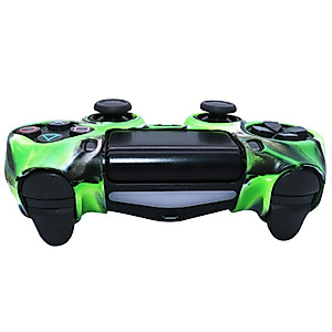 Water Transfer Printing Silicone Skin for PS4 RALAN ,PS4 Silicone Skin Controller for PS4 Slim/PS4 Pro Controller (Black Pro Thumb Grip x 8 ,Cat + Skull Cap Cover Grip x 2)