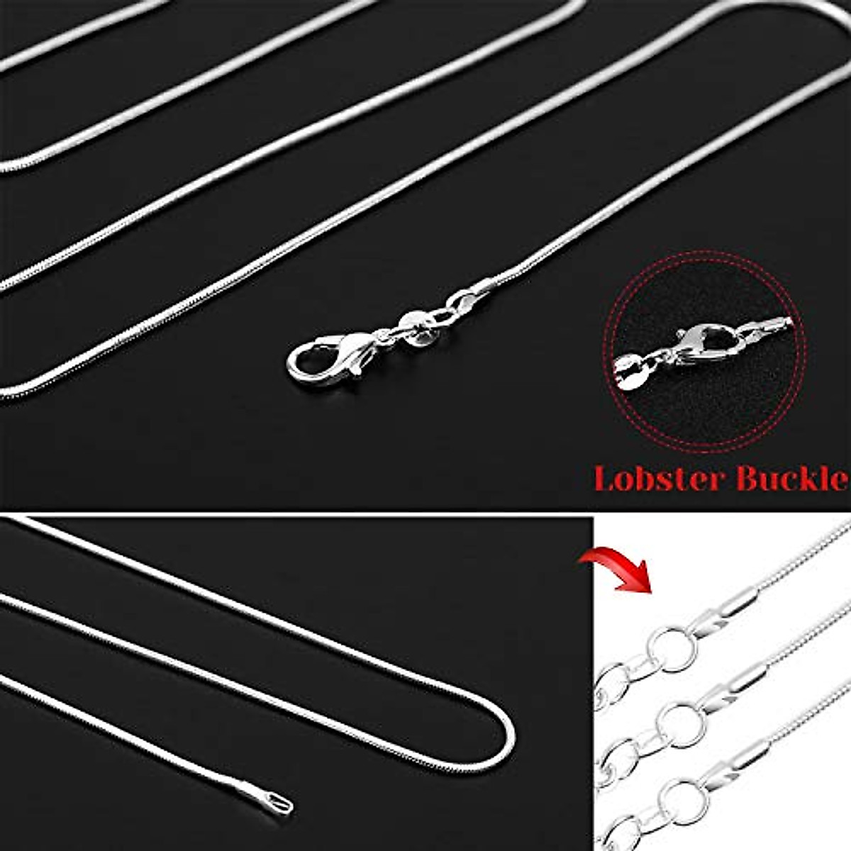 Paxcoo 30 Pack Necklace Jewelry Chain Bulk Silver Snake Chain Necklace for Jewelry Making, 1.2 mm (22 Inches)