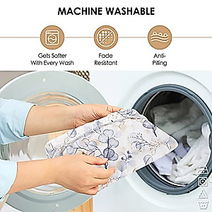 YIYEA Queen Fitted Sheet with Pillowcase - Plant Print - Premium 1800 Thread Count Brushed Microfiber Queen Size Fitted Sheet - 16" Deep Pocket, Ultra Soft, Shrinkage and Fade Resistant (Queen)