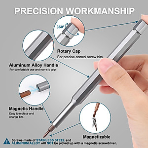 Small Screwdriver Set - EvsKeu 24 in 1 Magnetic Percision Screwdriver Set with Torx, Phillips, Flat head, Hex, etc, Premium Mini Screwdriver Set for Phone, PC, Watch, Eyeglass (Black Case & Red Bits)