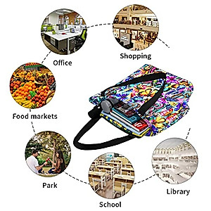 Tote Bag For Women Butterfly Tote Bag Large Capacity Butterfly Shoulder Handbag For School Work Travel With Inner Pockets