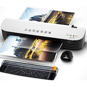 Laminator, A4 Laminator Machine, 4 in 1 Thermal Laminator for Home Office School Use, 9 inches Max Width, Quick Warm-Up, Paper Trimmer, Corner Rounder (15 Laminating Pouches)