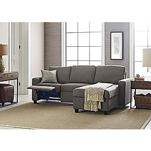 Serta Palisades Reclining Sectional Sofa with Right Storage Chaise, Small Couch with Built-In Storage, Low-Maintenance & Family-Friendly Fabric, Gray