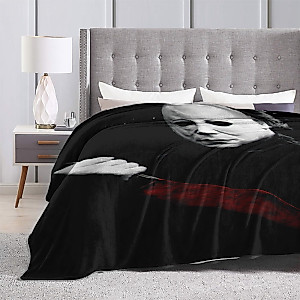 Horror Movie Blanket Mic-hael My-ers Halloween Super Soft Cozy Warm Fleece Throw Blanket Fluffy Plush Lightweight Bedding Quilts for All Season Bed Sofa Couch 80"x60" Large for Men Women