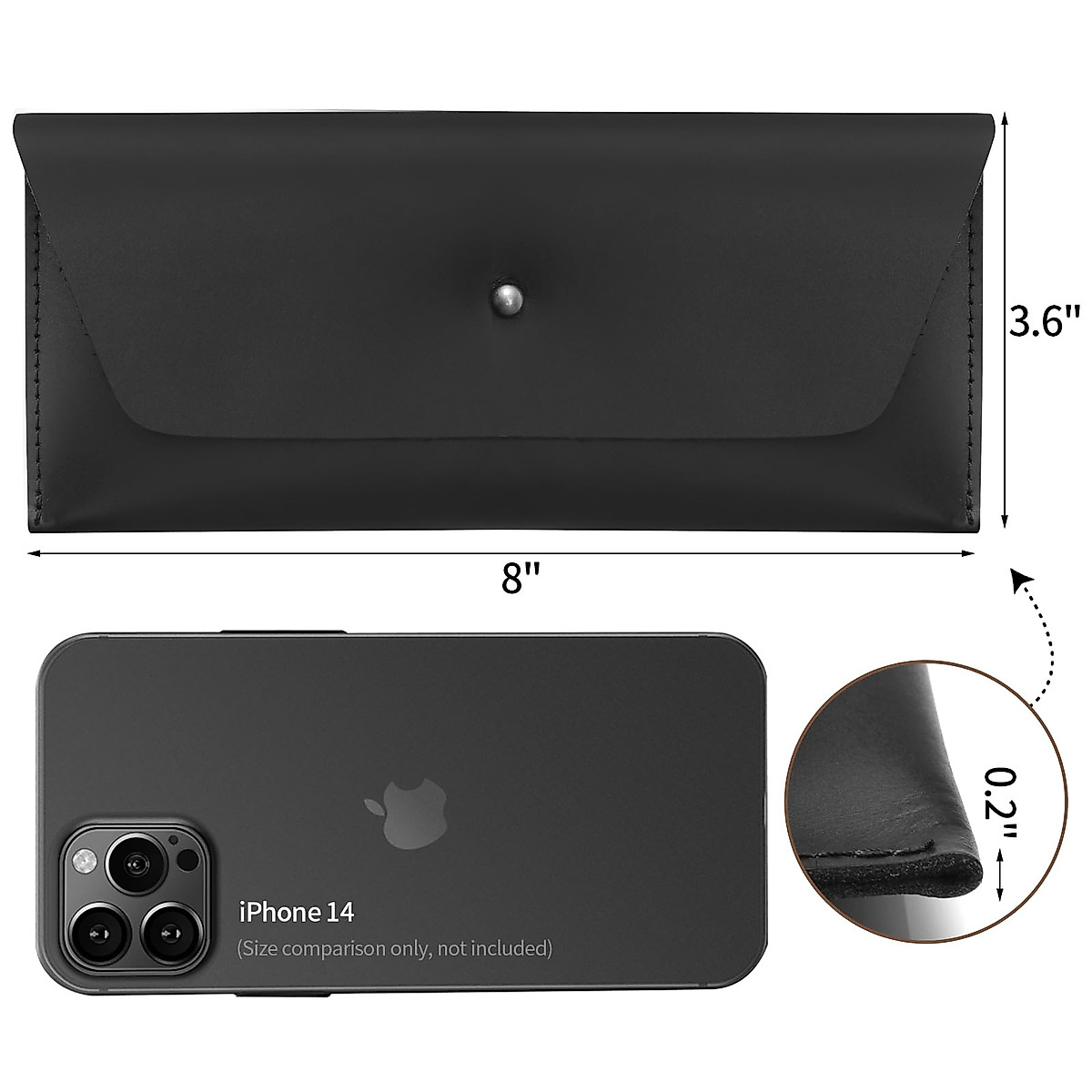 Ringsun Genuine Leather Cash Envelopes for Men, Reusable Budget Envelope Wallet, Retro Clutch Wallet for Men, Cash Wallet for Men,Minimalist Wallet for Men Women, Black